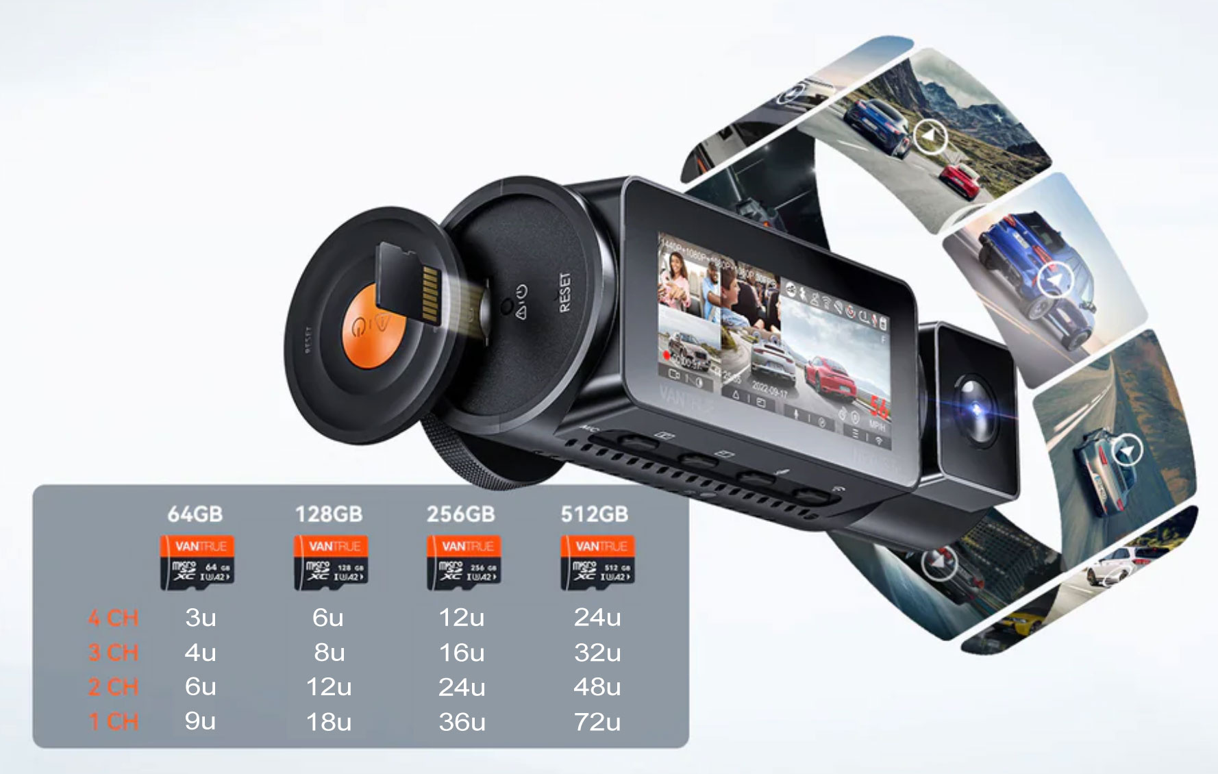 Vantrue N5 2K QuadHD 4CH Wifi GPS 360 graden dashcam - Vantrue