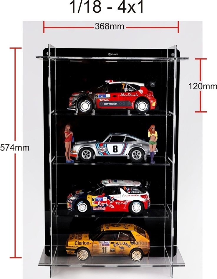 Vitrine plexi glas voor 4 x 1:18 schaalmodellen - Model Displays