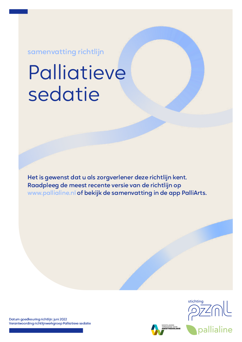 Samenvattingskaart richtlijn Palliatieve sedatie - shop.pznl Samenvattingskaart richtlijn Palliatieve sedatie - shop.pznl