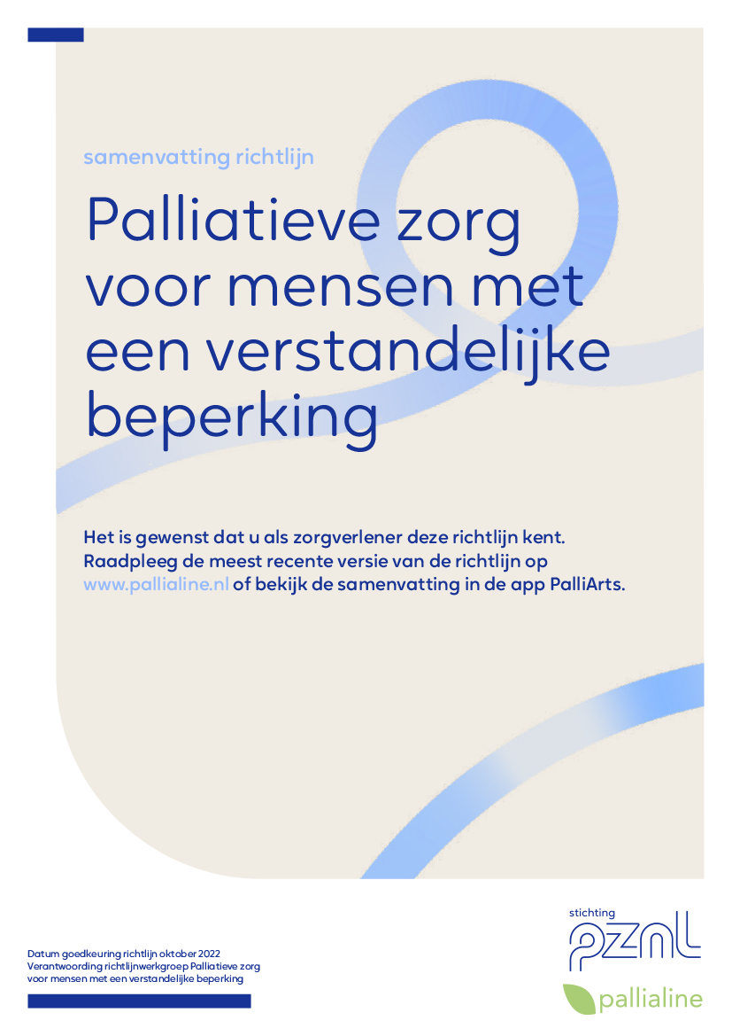 Samenvatting richtlijn Palliatieve zorg voor mensen met een verstandelijke beperking - shop.pznl