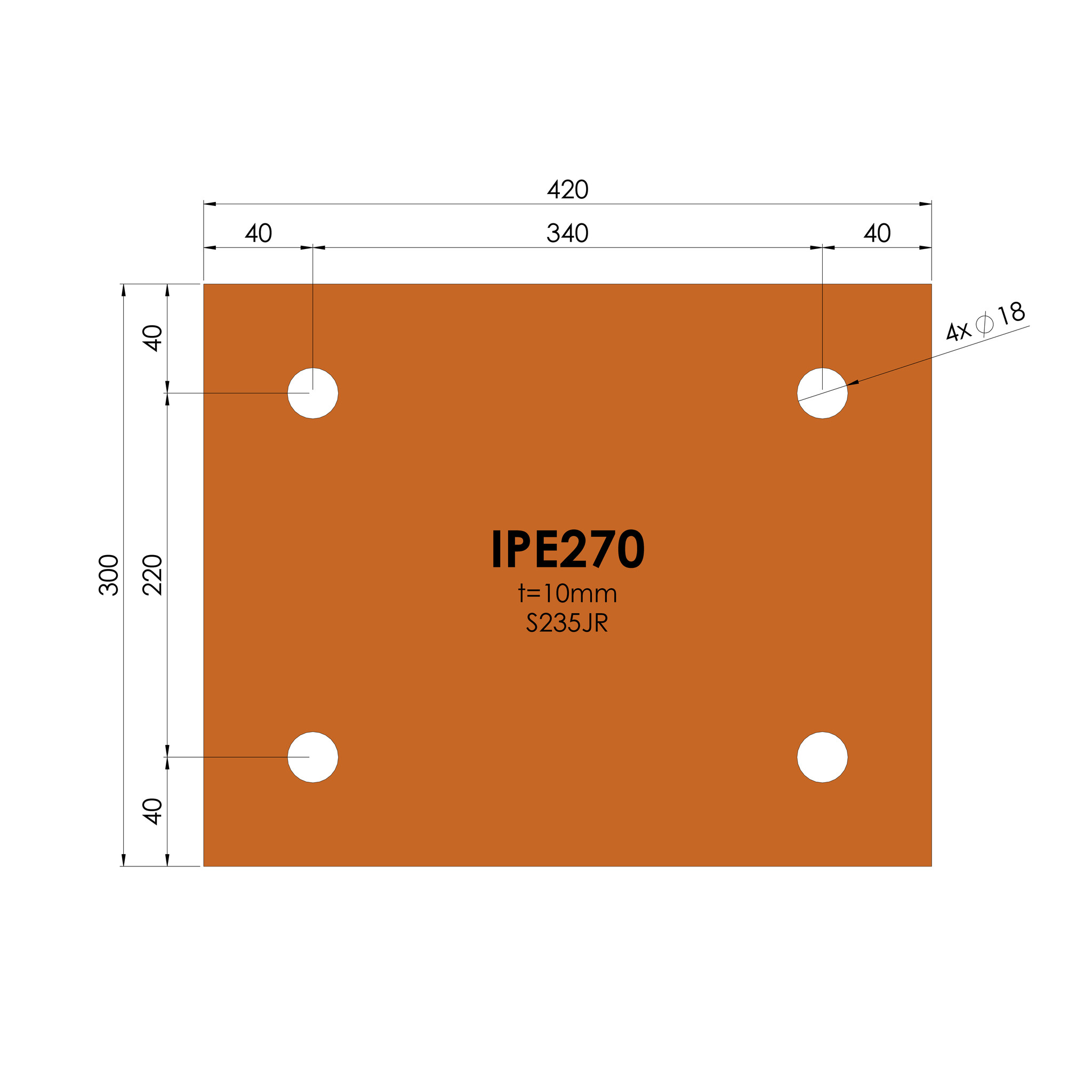 Aanlasplaat voetplaat | IPE 270 | Firmastaal.nl - Firmastaal.nl