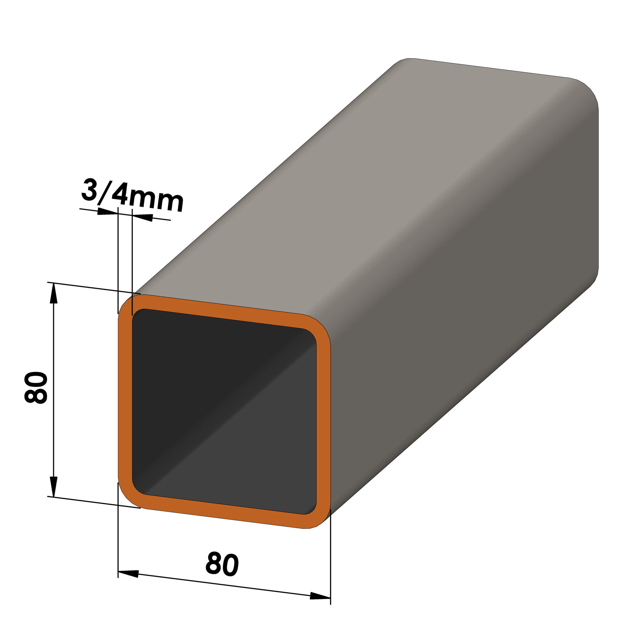 Koker 80x80 mm | Firmastaal.nl - Firmastaal.nl