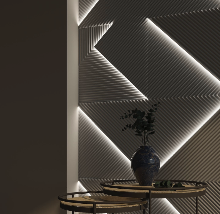 3D Wandpanel met geïntegreerde LED verlichting