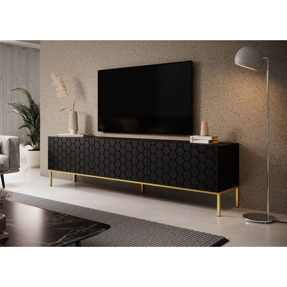 Meuble TV Design moderne avec pieds noirs 190 cm - ManiaShopper France