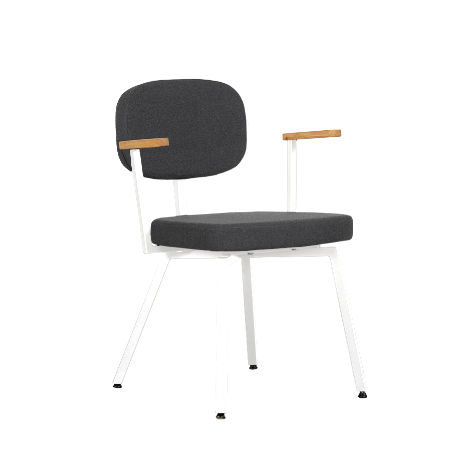 MK Chair White - Oak Armrests | Graphite - De Machinekamer