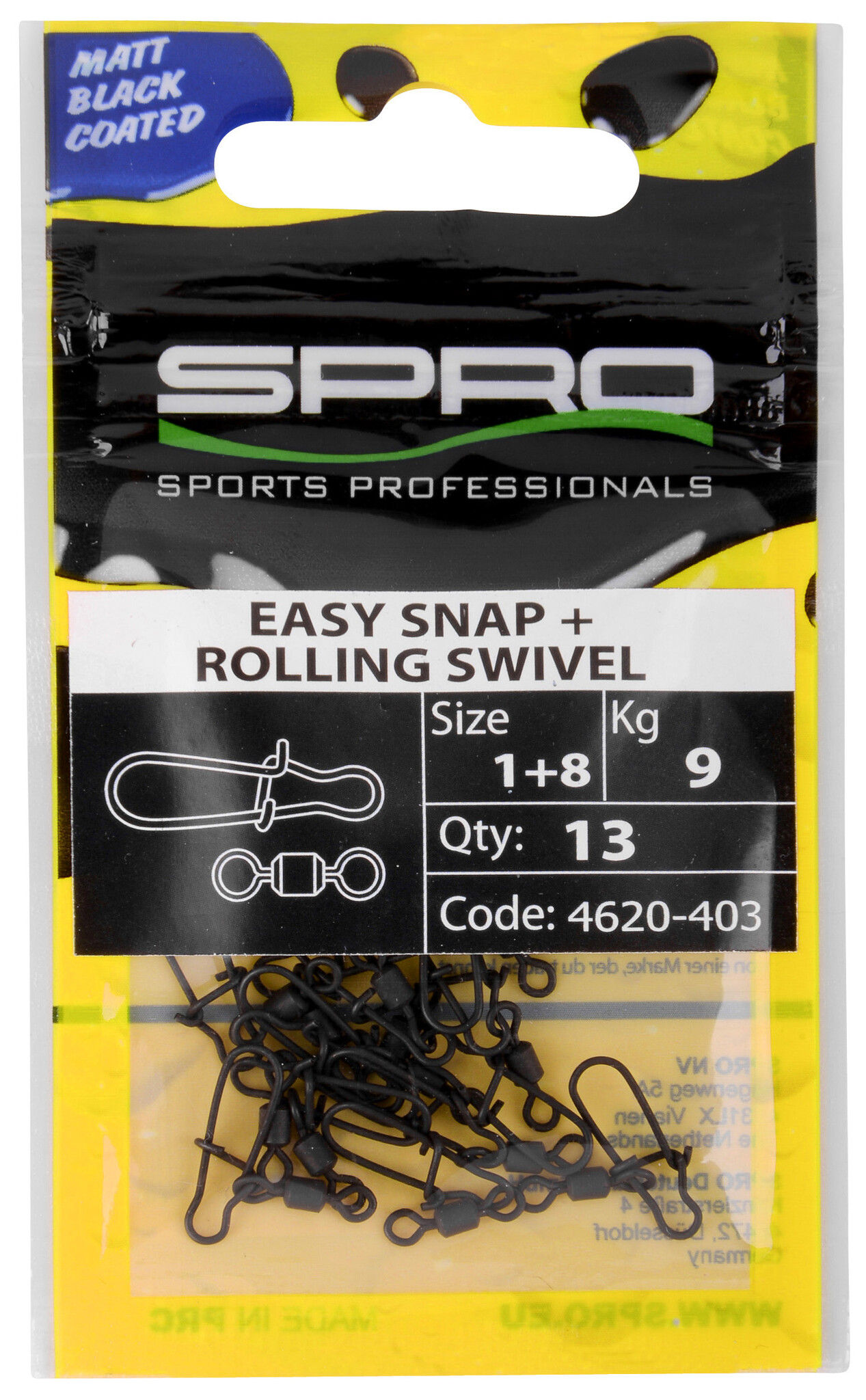 SPRO MATTE BLACK EASY SNAP+RG SWIVEL - FishstoreXL