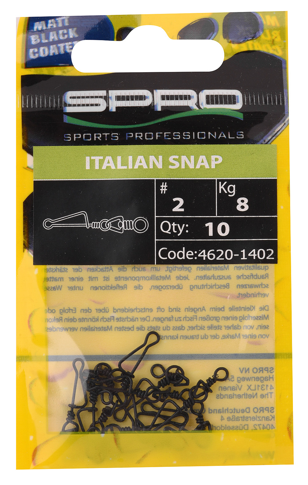 SPRO MATTE BLACK ITALIAN SNAP - FishstoreXL
