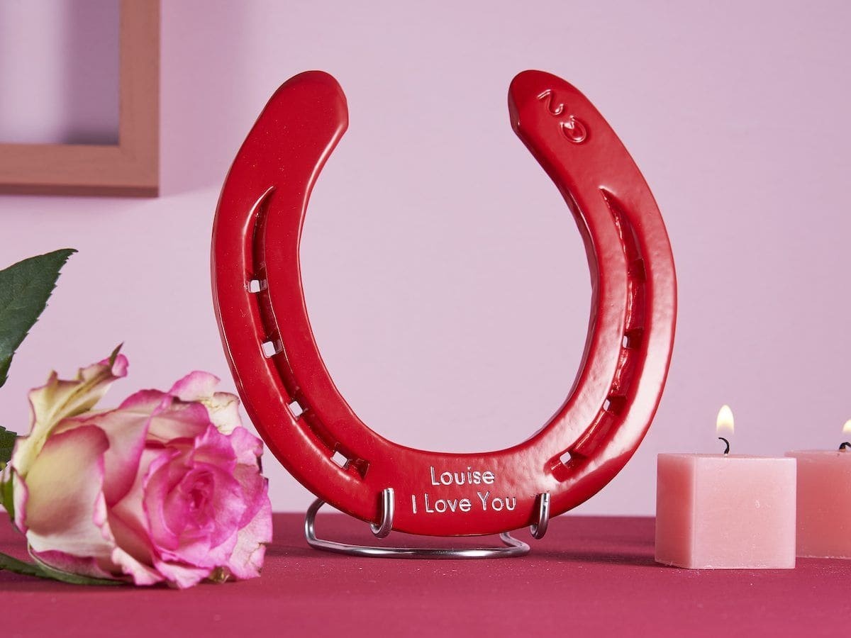 Engraved Horseshoe in Red coated color buy? - Good Luck Horseshoes