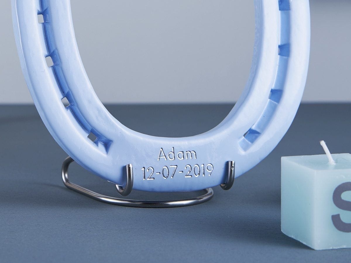 Buy engraved Horseshoe in Baby blue coated color? - Good Luck Horseshoes