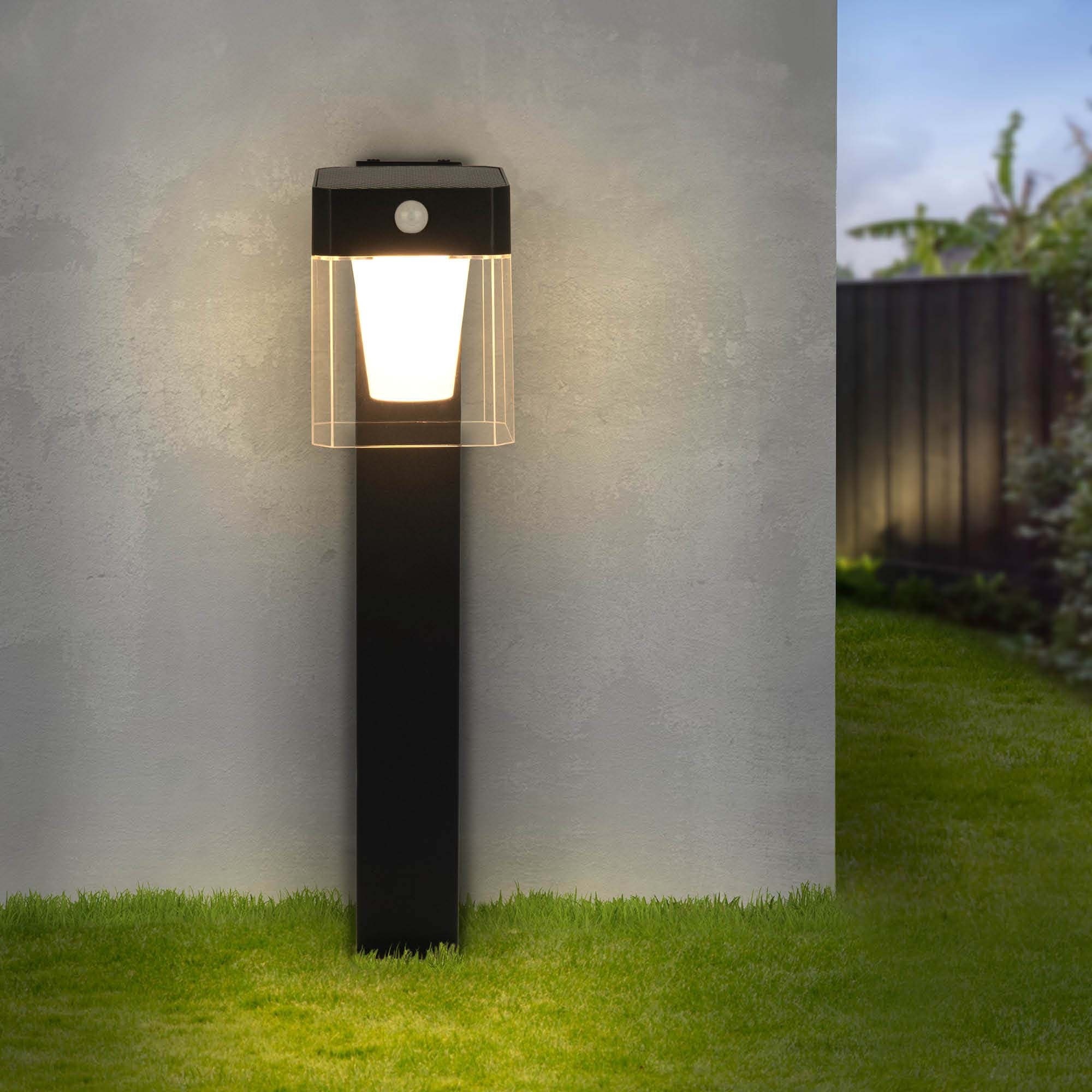 LED Solar Outdoor Bollard Light with Motion Sensor - Black - IP44 ...