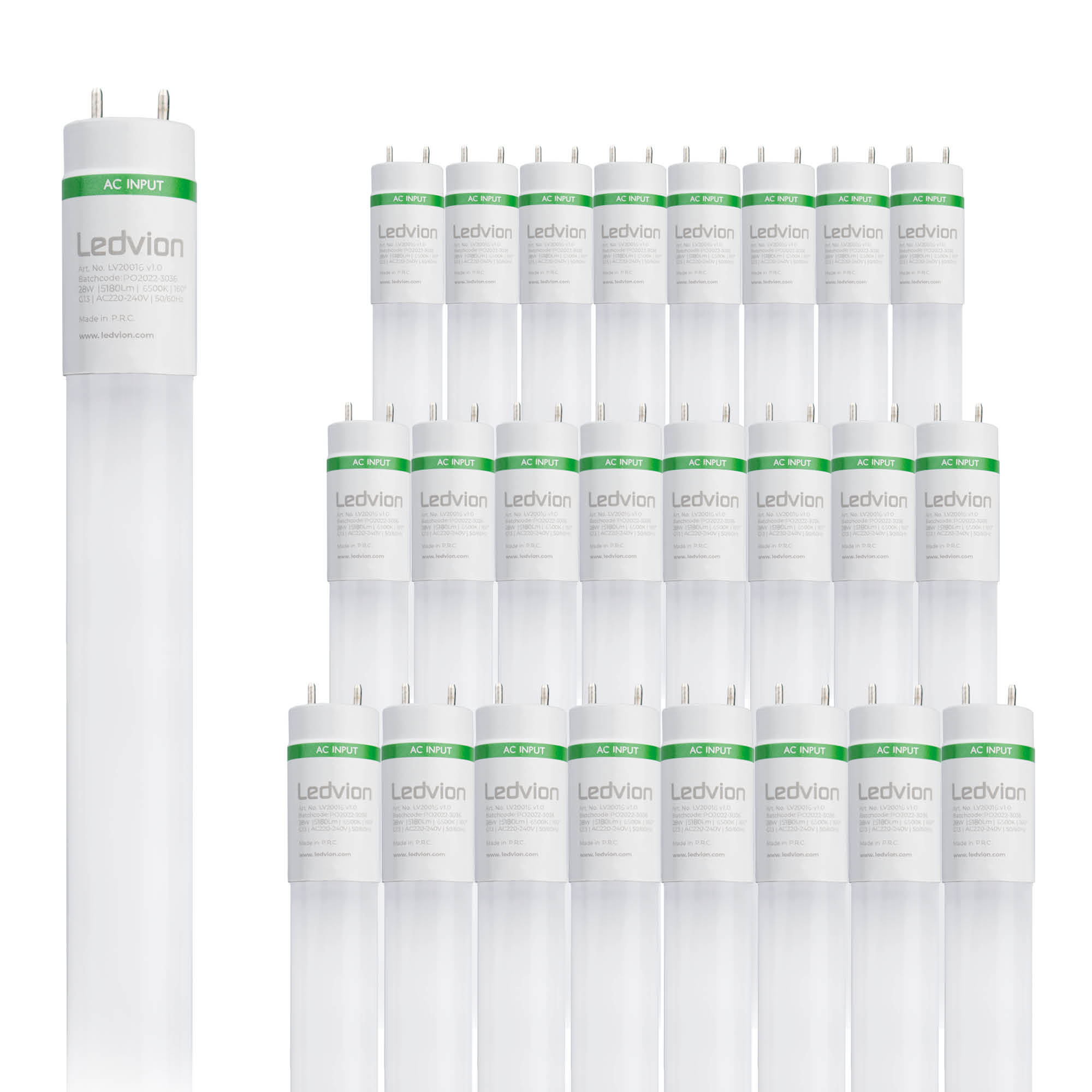 5ft LED Tube - 28W - 6500K - Daylight - T8 - 5180 Lumen - 25 pack ...