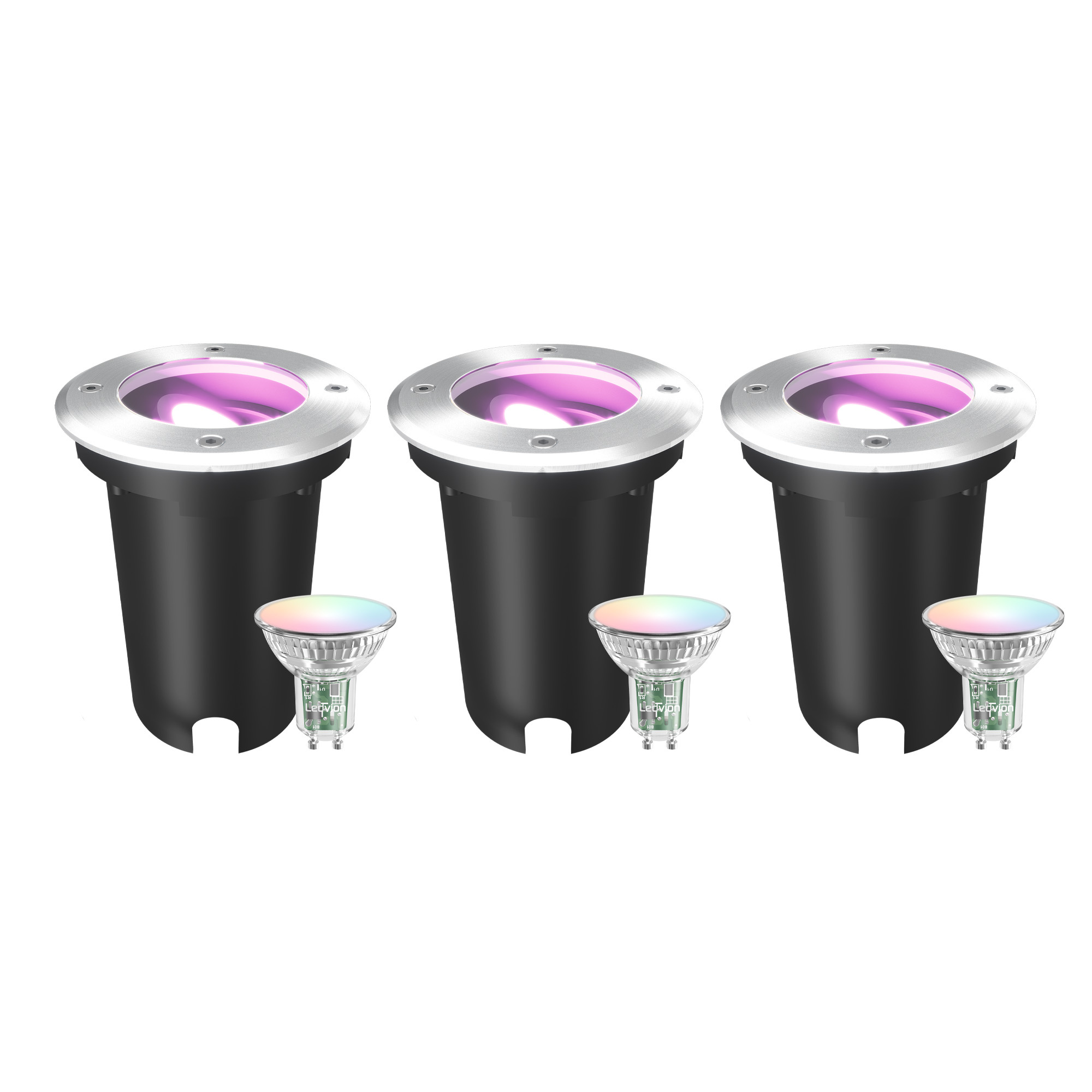 3x Smart LED Outdoor Ground Light – IP67 – 4.9W – RGB+CCT - Tiltable ...