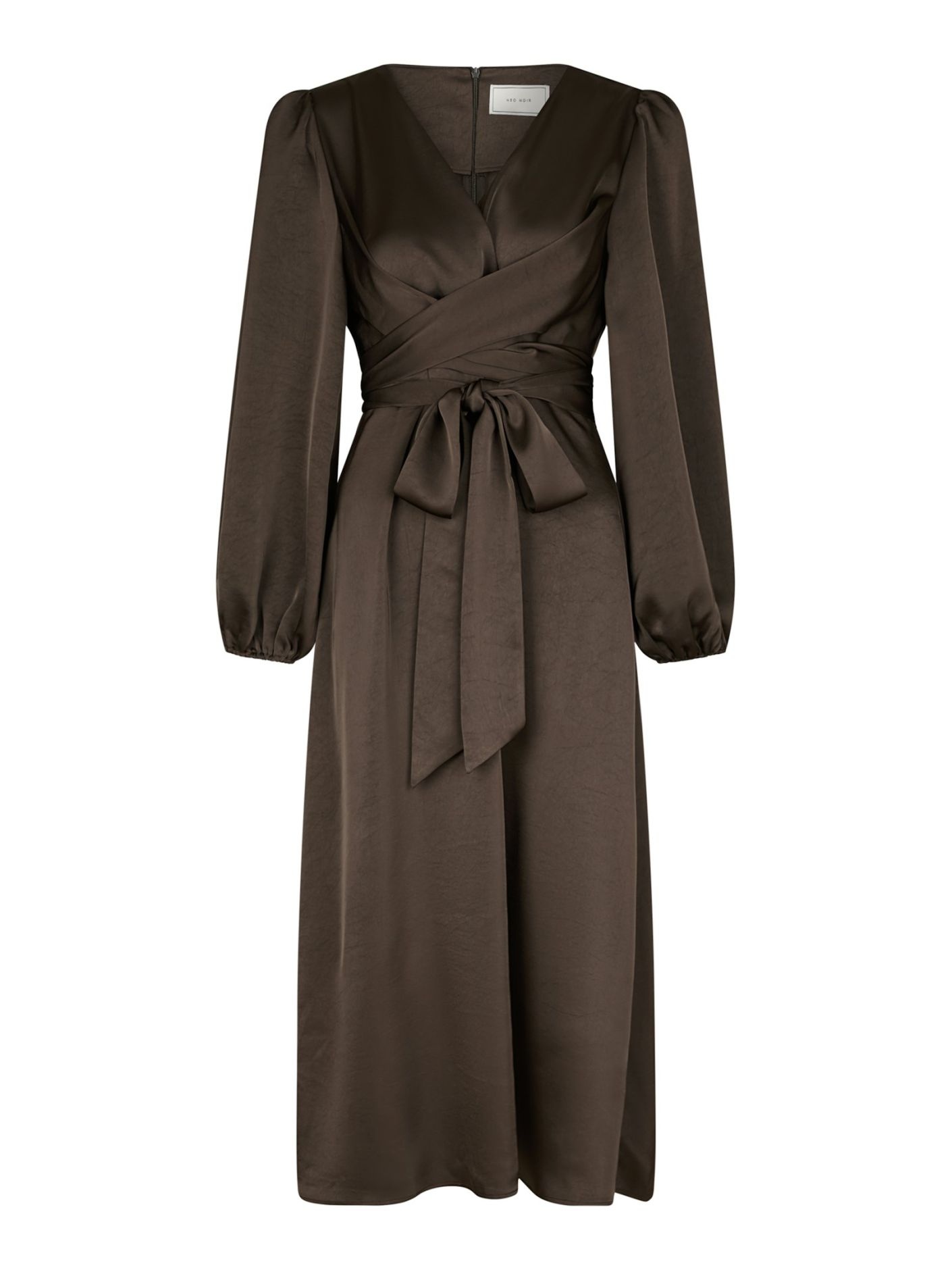 Neo Noir Rimini Heavy Sateen Dress Dark Brown – Satijnen damesjurk ...