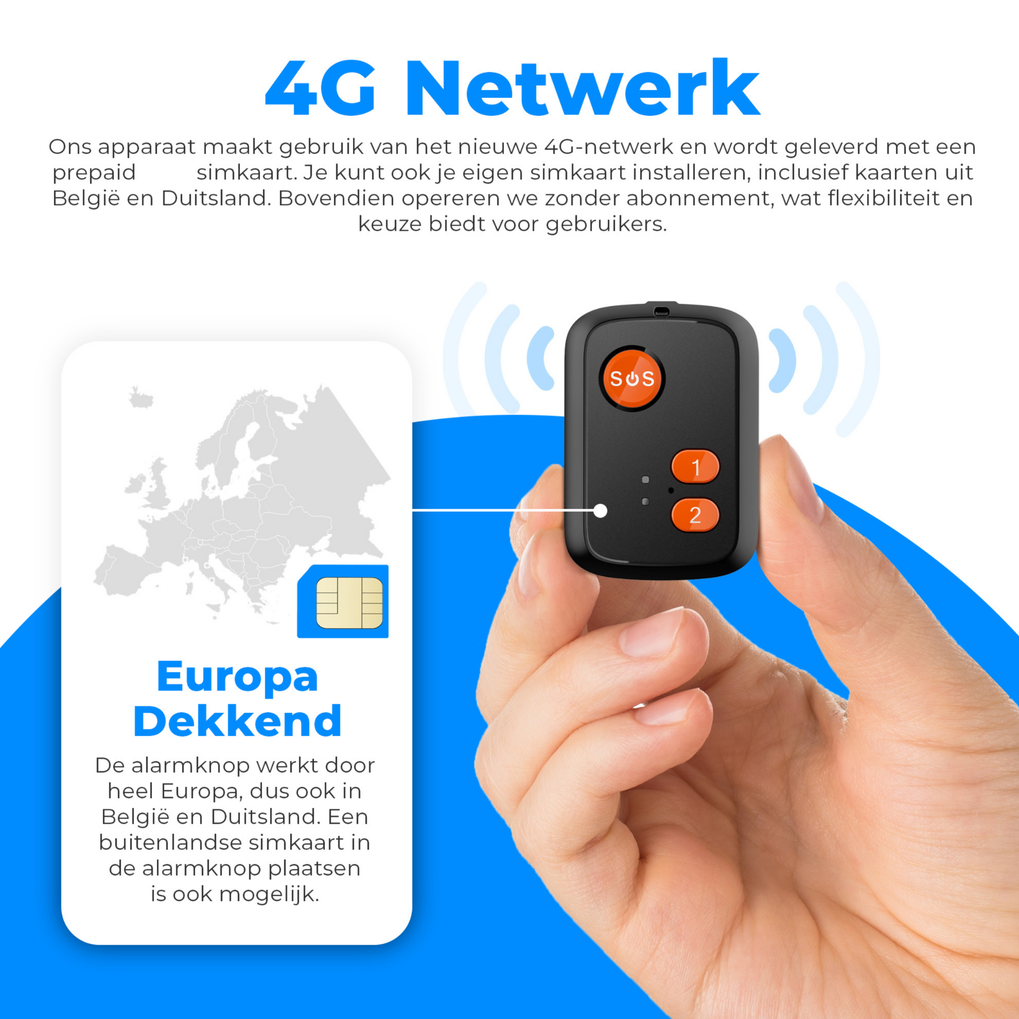 Alarmknop Ouderen – Waterdicht - Live GPS - Bejaarden alarm - Alarmknop ...