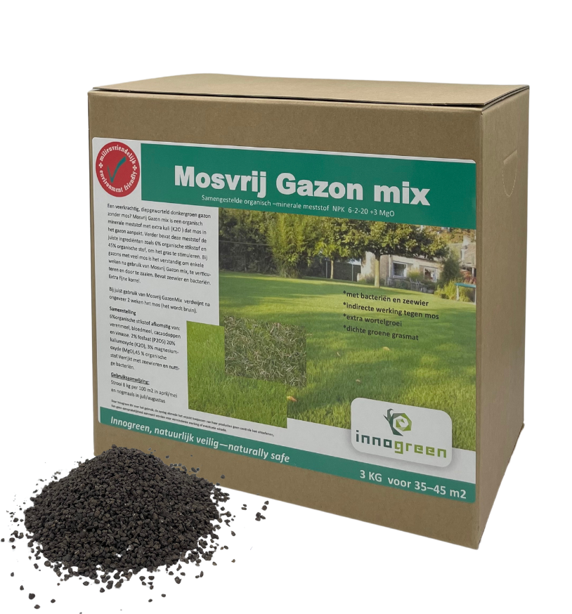 Mosvrij gazonmix | NPK 6-2-20 + 3 MgO | Kleinverpakking - Innogreen