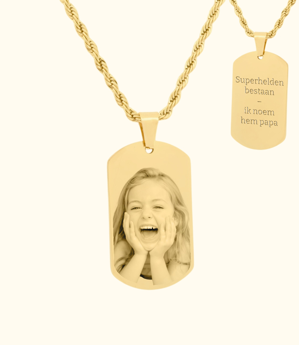 Dog Tag Ketting Graveren – Persoonlijke Ketting Met Foto Of Tekst - Briansa