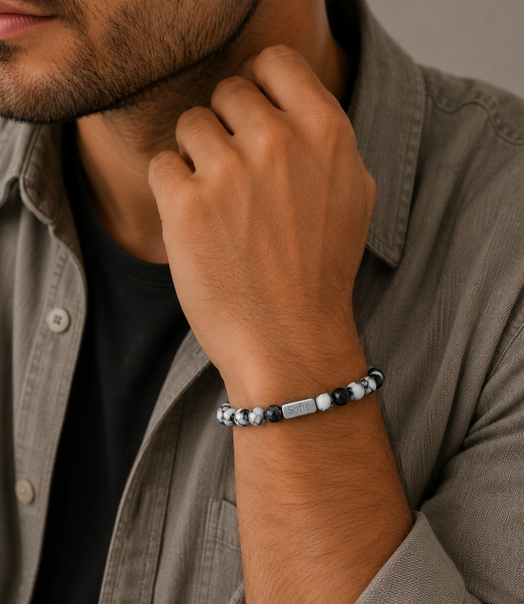 Kralen Armband Met Namen Zwarte Howliet - Voor Heren En Dames - Briansa