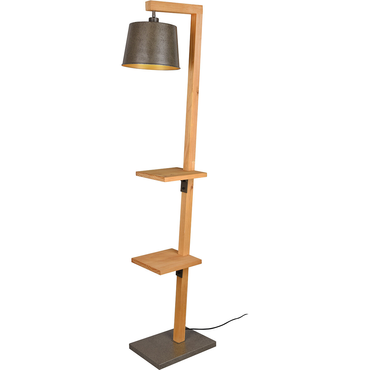 The Trion Rodano floor lamp – matte brown wood & nickel, 165 cm