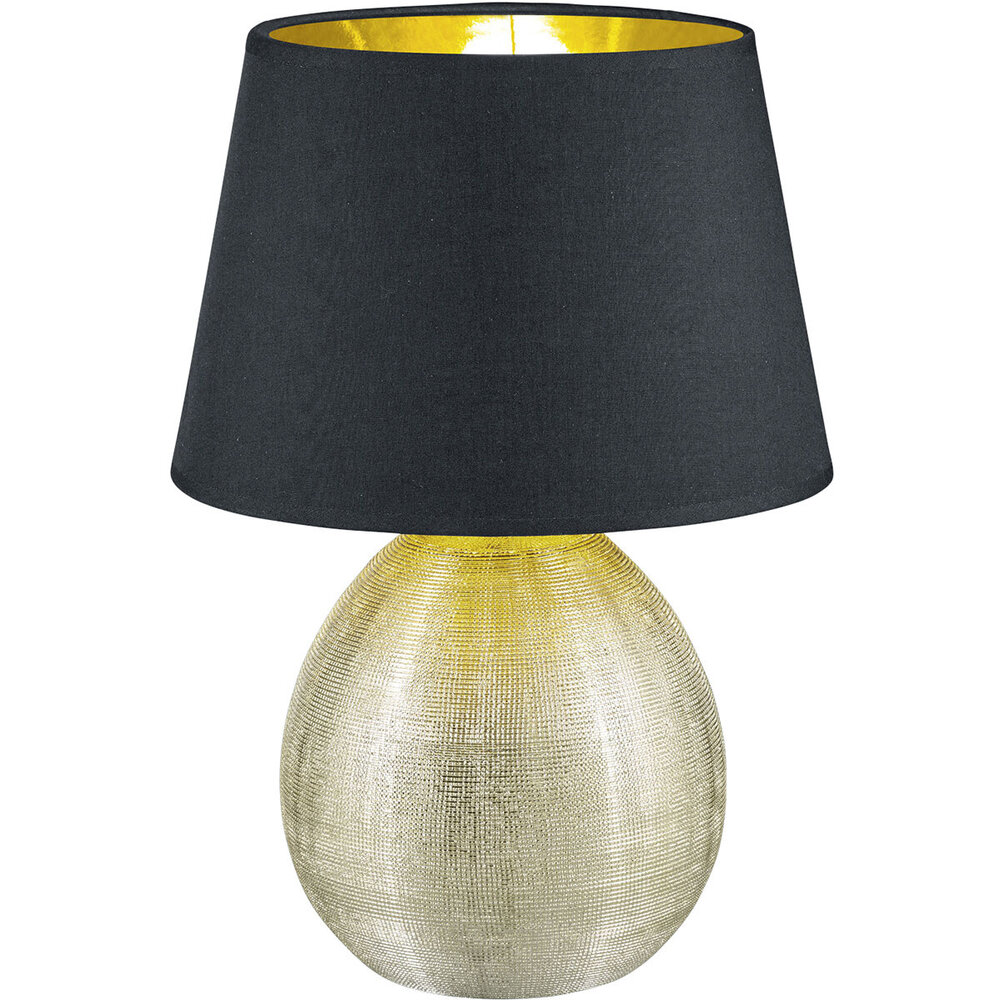 Trion Lunola tafellamp - matte goud keramiek, zwarte kap