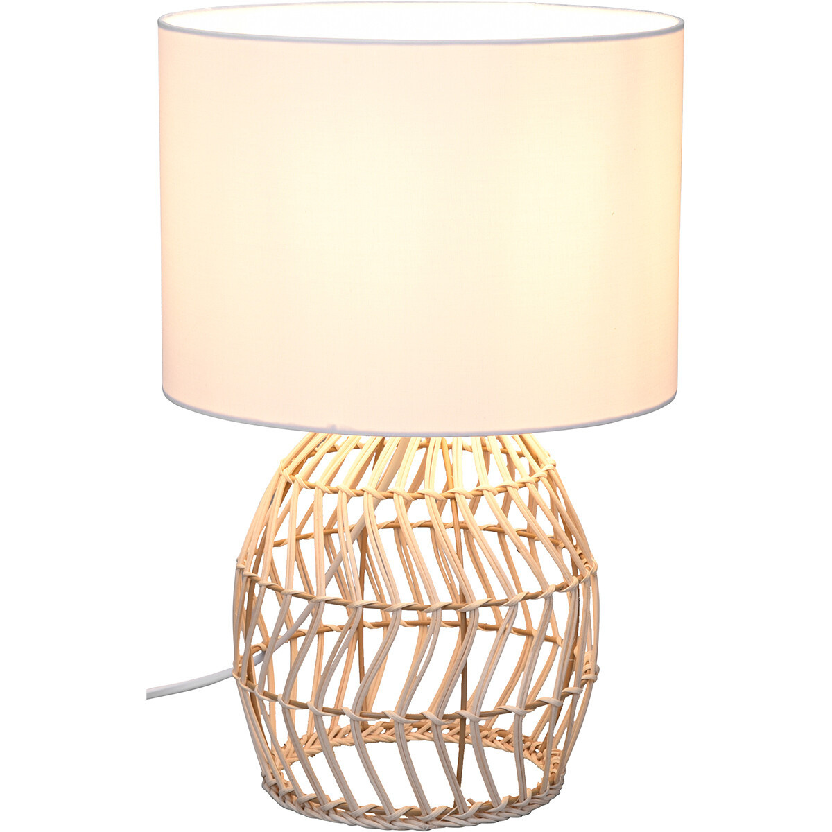 LED tafellamp Trion Samir — houten lamp Ø25 cm, wit
