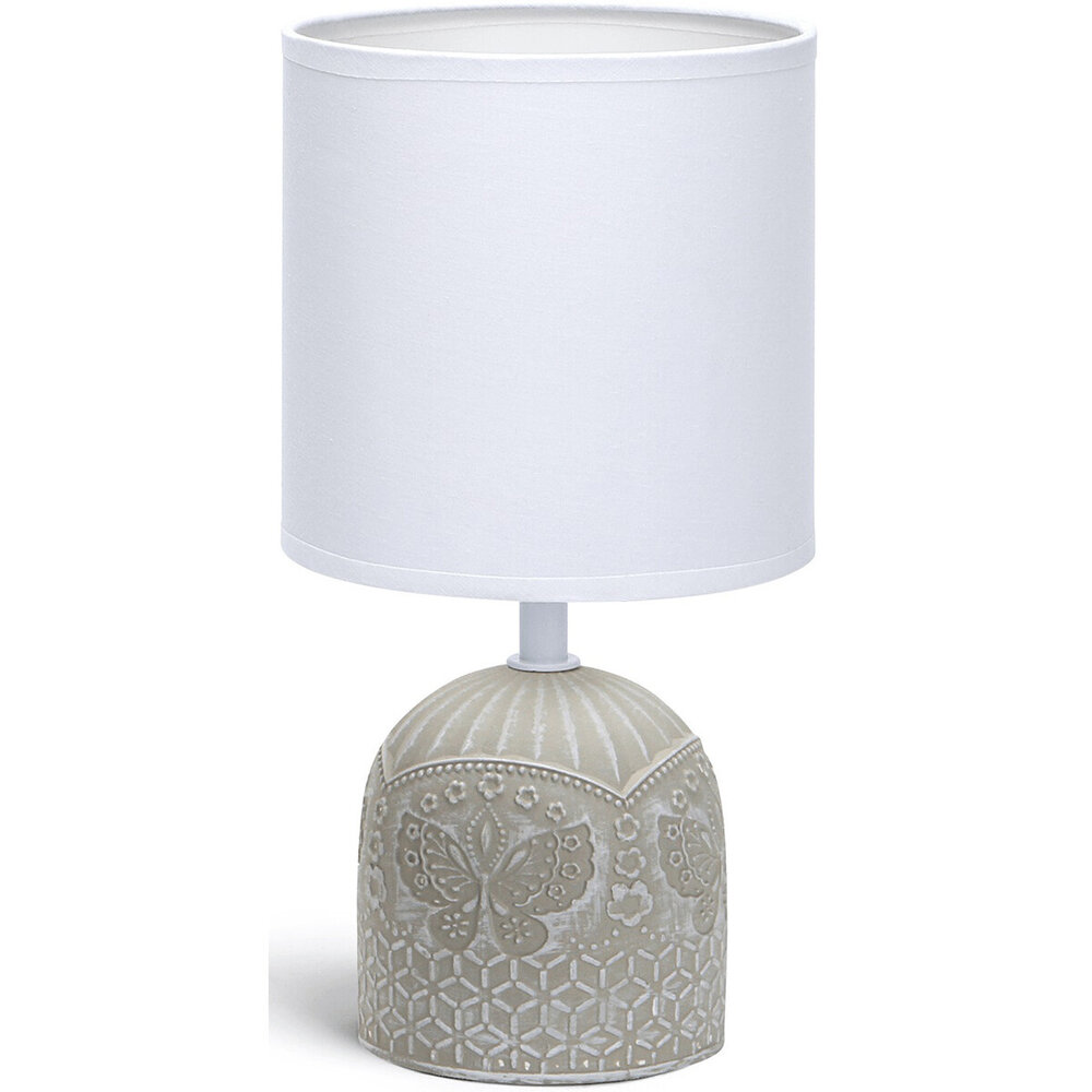LED table lamp Aigi Cruni – matte gray ceramic Ø130×H260