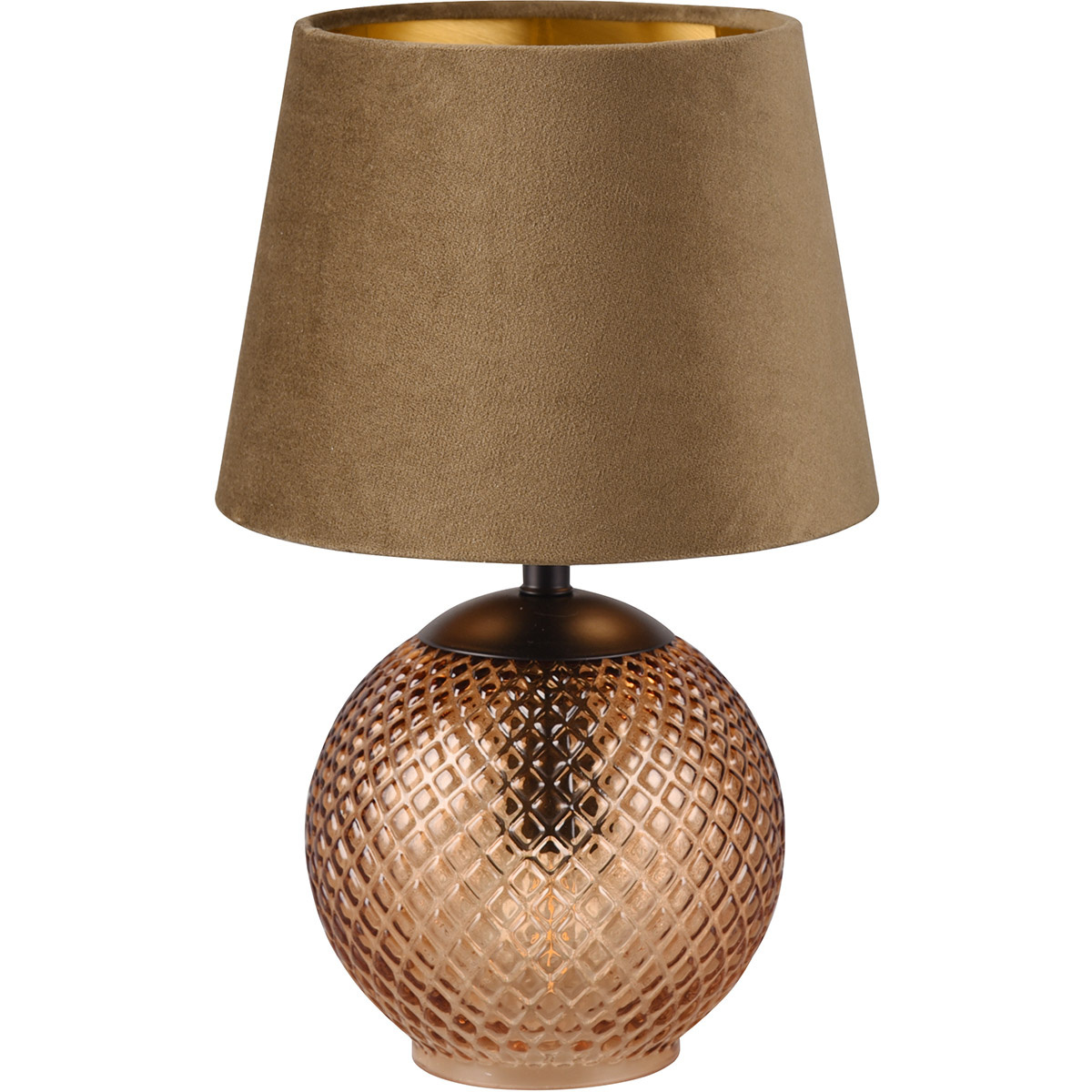 Trion Onno LED table lamp — amber glass table lamp Ø180 mm
