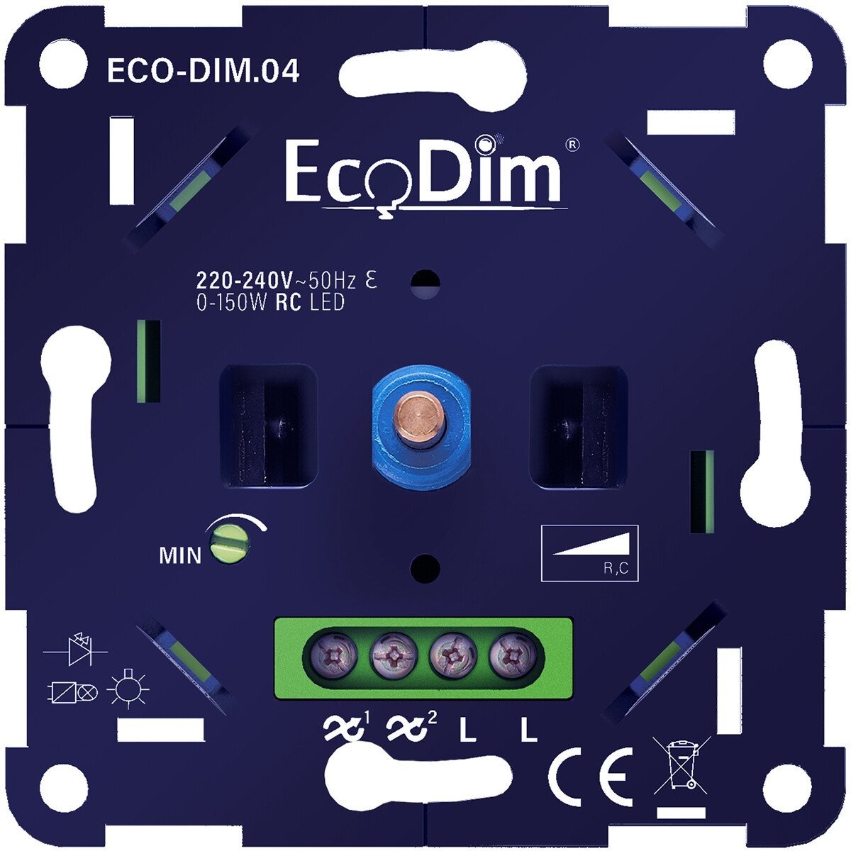 EcoDim ECO-DIM.04 LED dimmer - Quiet & compact, 0-150W