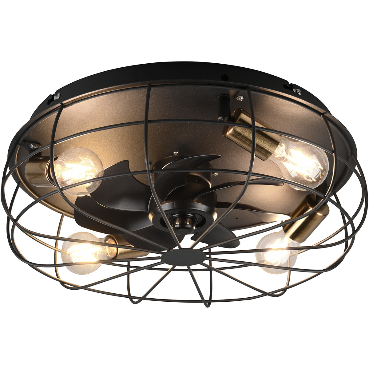 Moderne LED plafondlamp met ventilator – Mat zwart Ø48cm