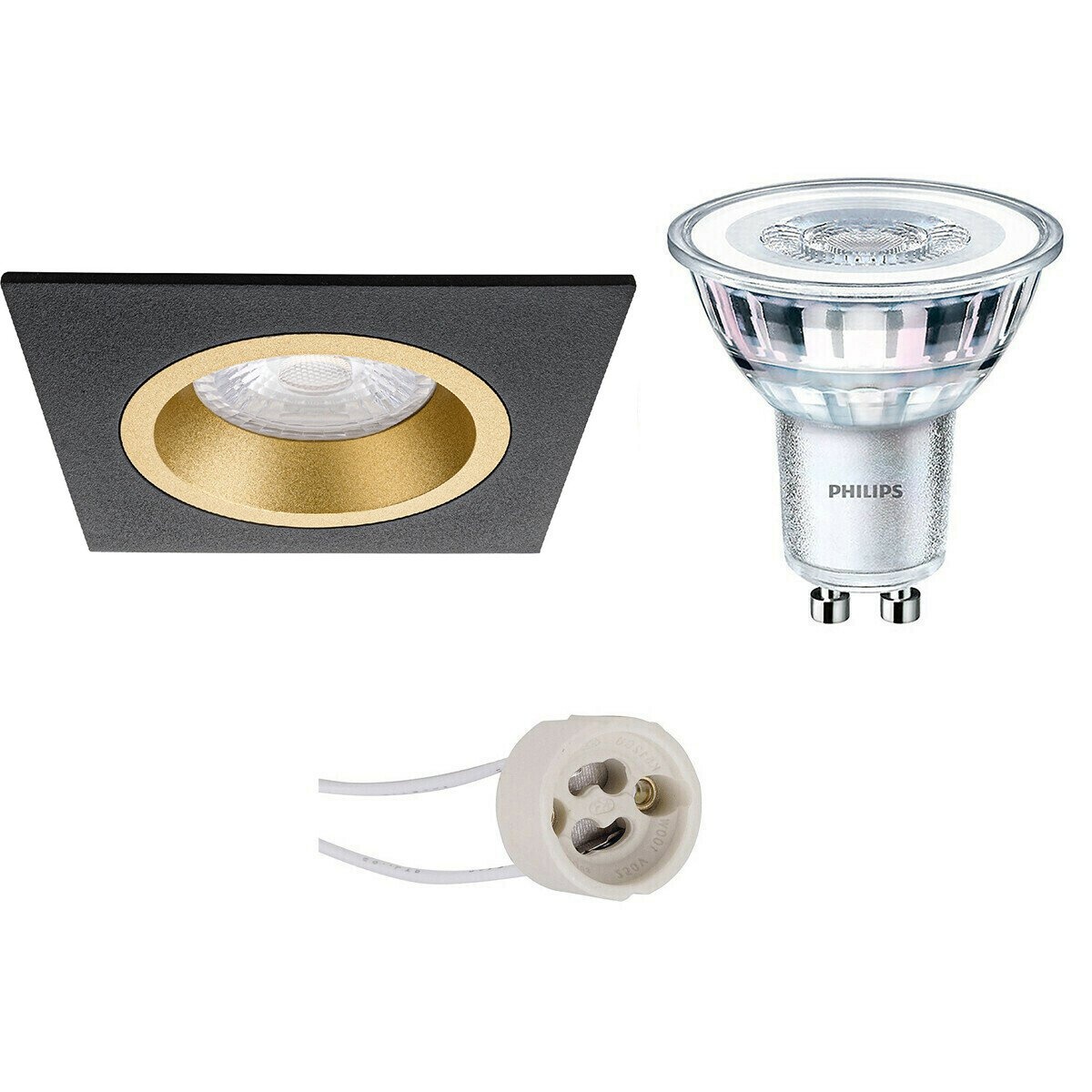 Pragmi Rodos Pro LED spotlight — square recessed spotlight matte black