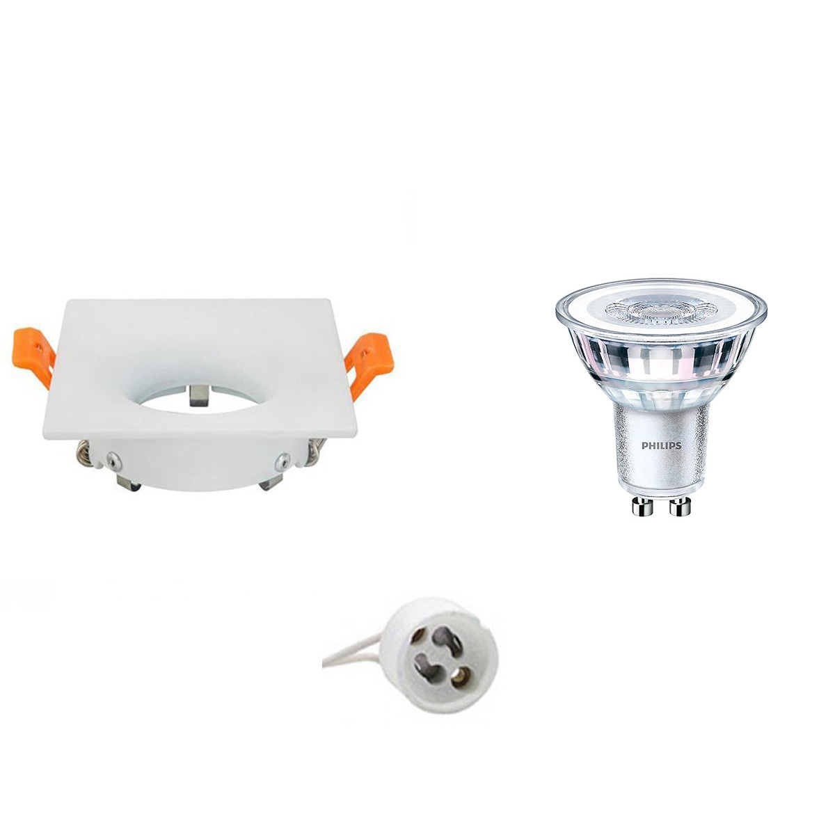 Philips LED recessed spotlight square matte white GU10 4.6W 4000K 390lm