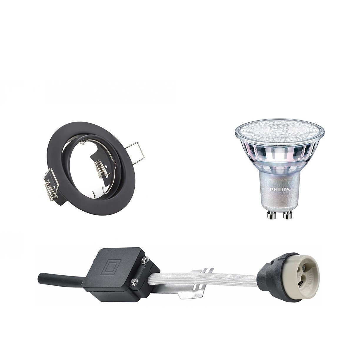 9W LED Spotlight Set – Warm dimmable recessed spotlight matte black (GU10)