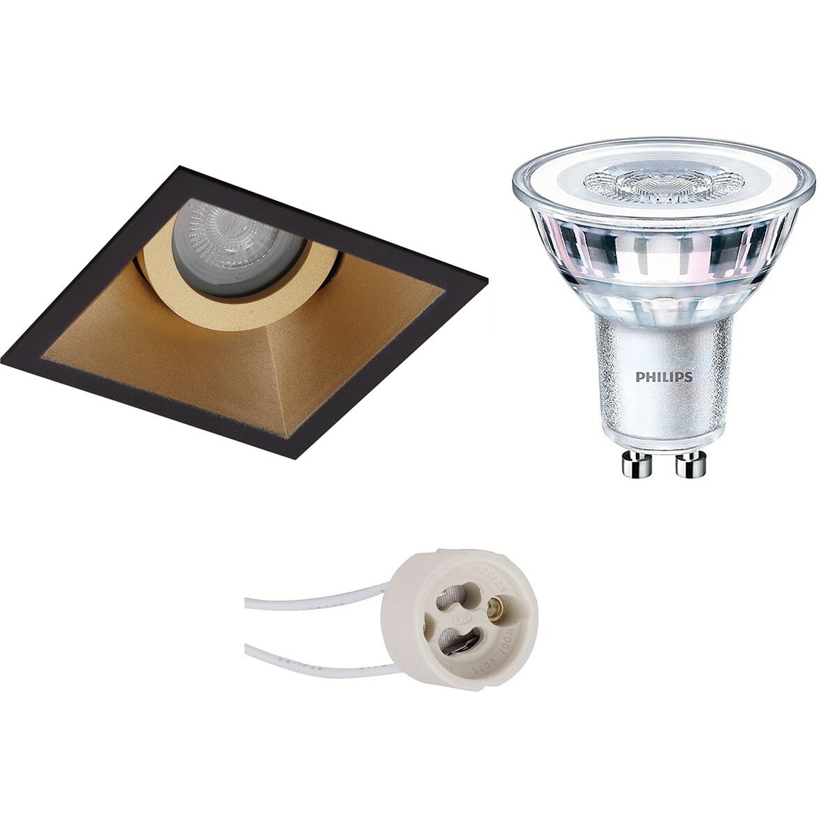 Tiltable square LED recessed spotlight GU10 4.6W 2700K