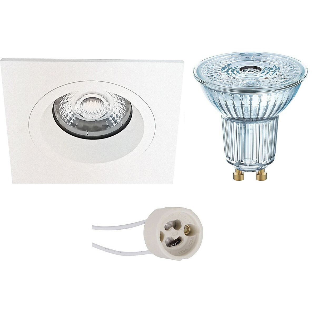 Dimmable square LED recessed spotlight matte white 4000K GU10