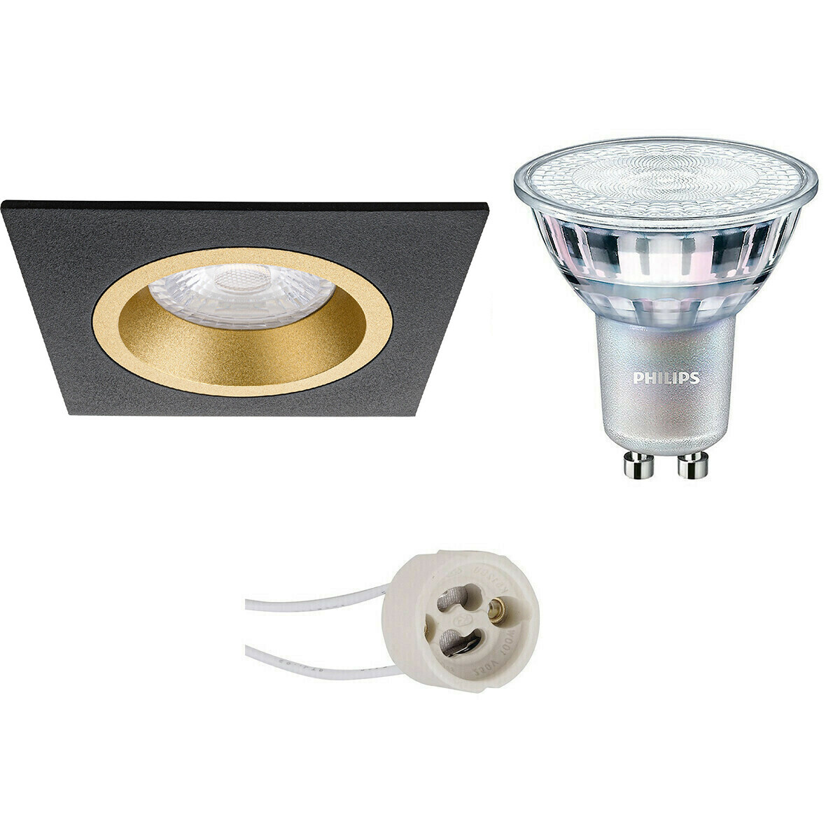 7W LED Spotlight Set - Dimmable Square Recessed Spotlight Matte Black