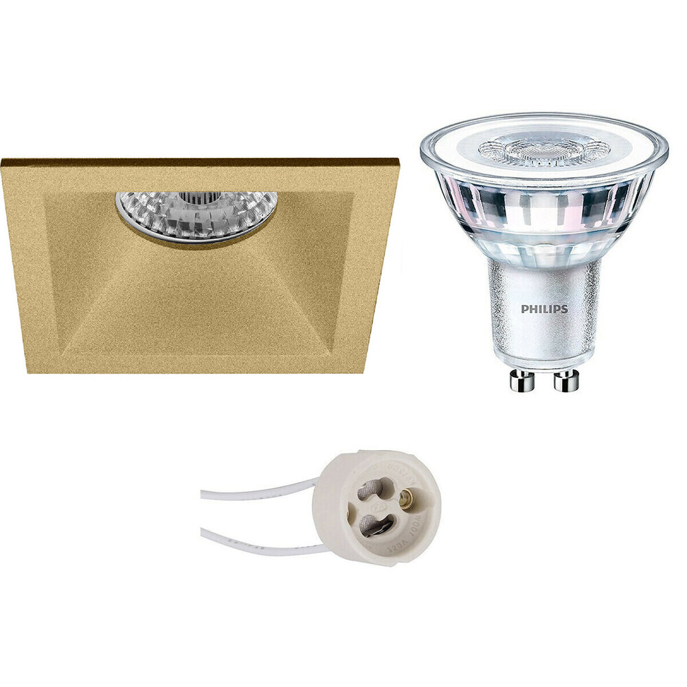 Square LED recessed spotlight matte gold 3W dimmable 3000K GU10 230lm