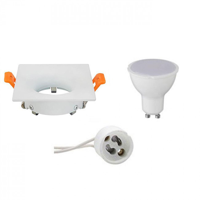 LED square recessed spotlight 6W – Matt White, GU10, 6400K