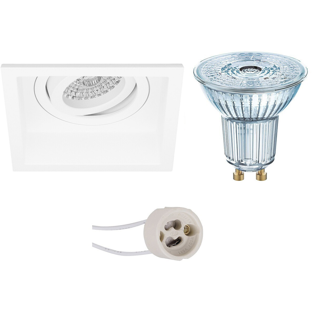 Dimmable recessed spotlight square matte white GU10 3000K 230 lm