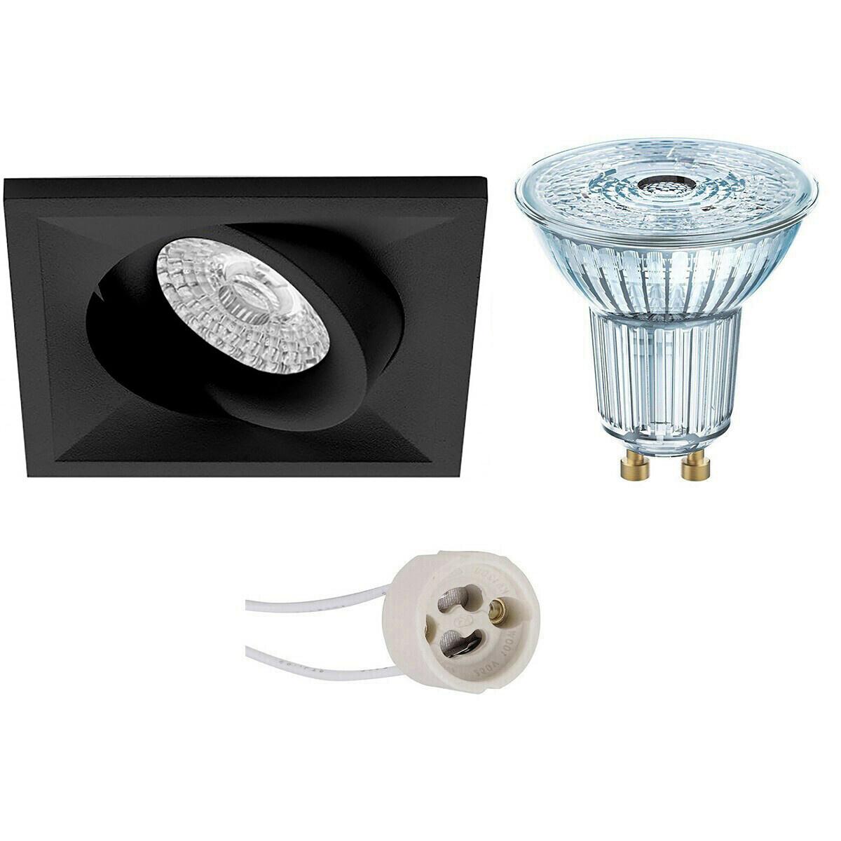 LED Spot Set - Tiltable square recessed spotlight GU10 3000K