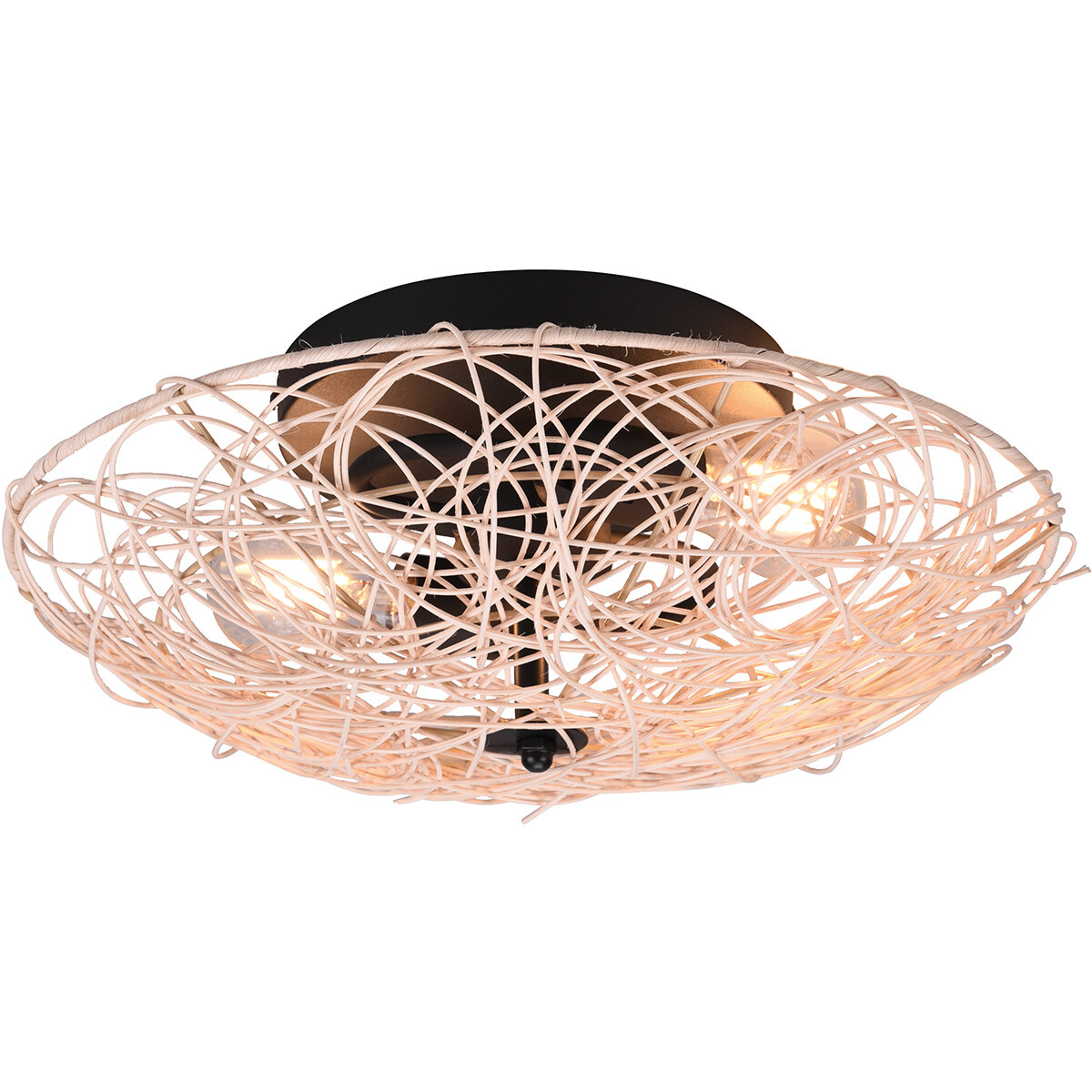 LED Ceiling Lamp Round Wooden - 2-light E27 Fitting