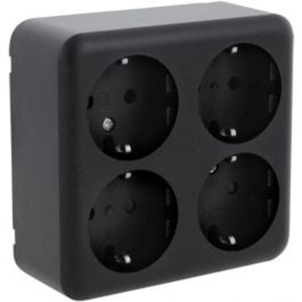 Q-LINK 4-way Wall Socket Matte Black | LED accessories