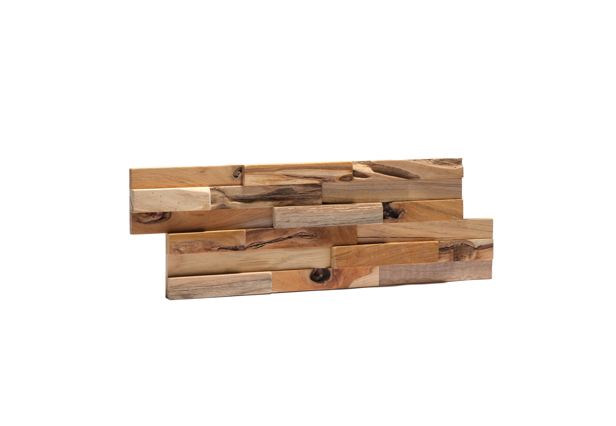 Houten wandpanelen | Ultrawood Teak Bologna | 3D Houtstrips - Style4Walls