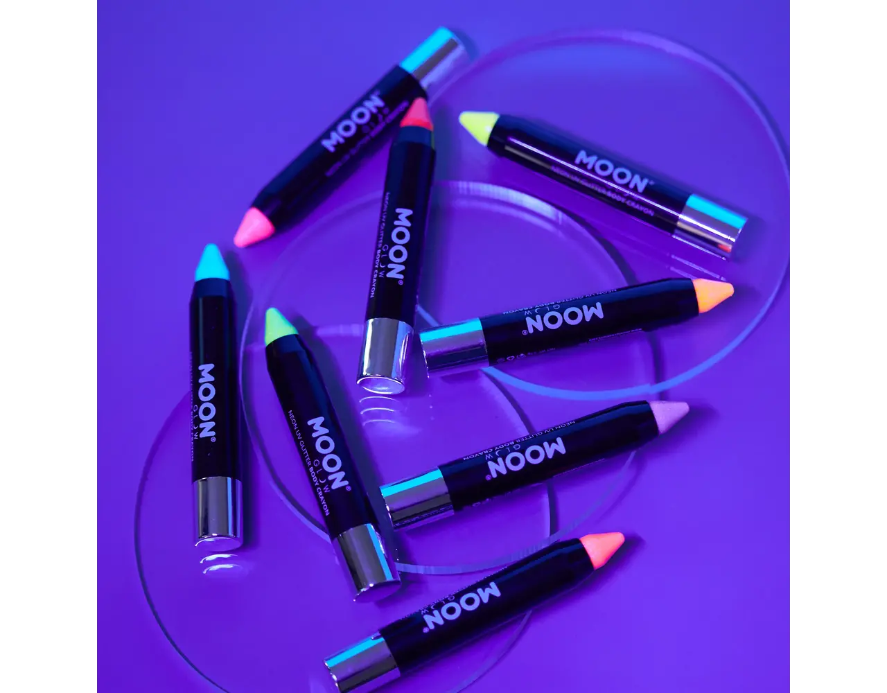 Moon Glow Neon UV Glitter Body Crayons Yellow 3.2g - Partywinkel
