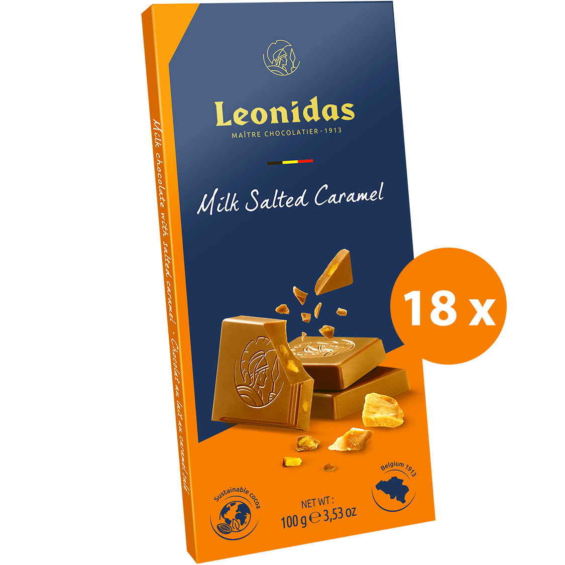 Leonidas Online Shop | Bar of Milk chocolate with salted caramel 100g ...