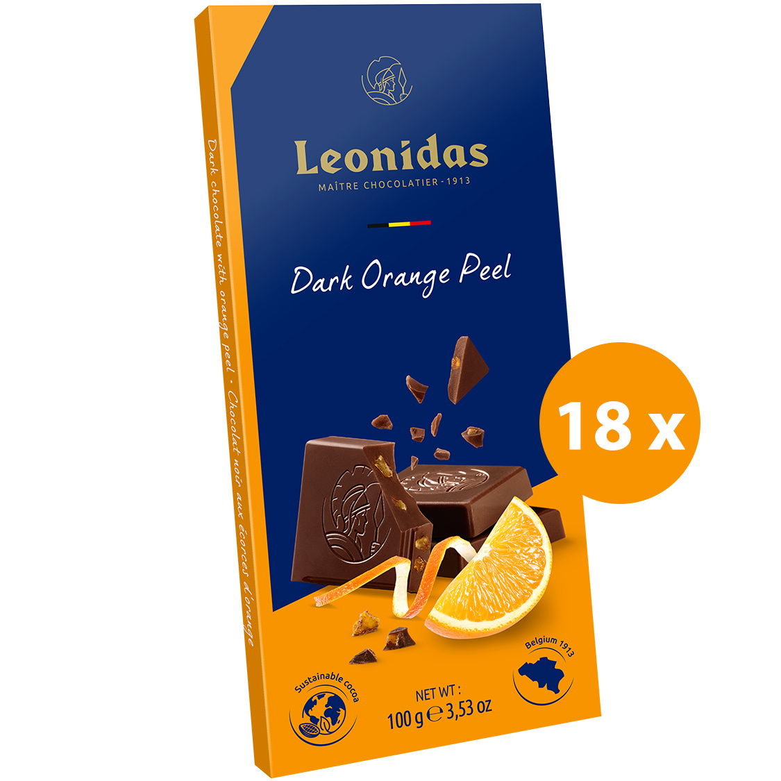 Leonidas Online Shop | Tablette de chocolat noir saveur orange 100g ...