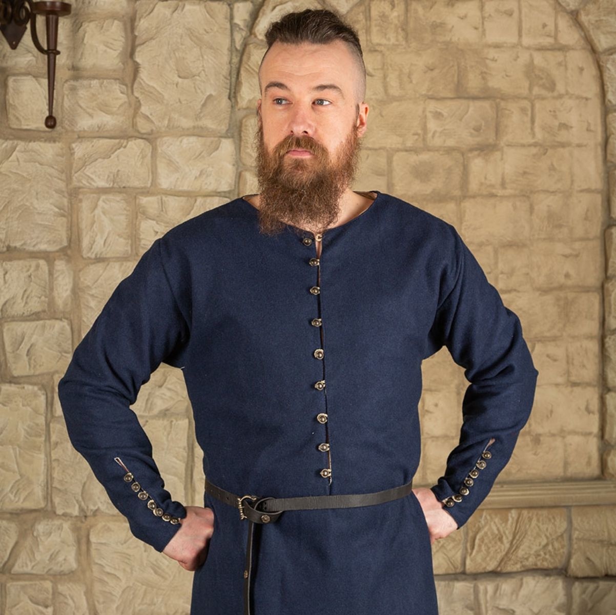 Mytholon Renaissance Tunic Rafael, wool, blue - CelticWebMerchant.co.uk
