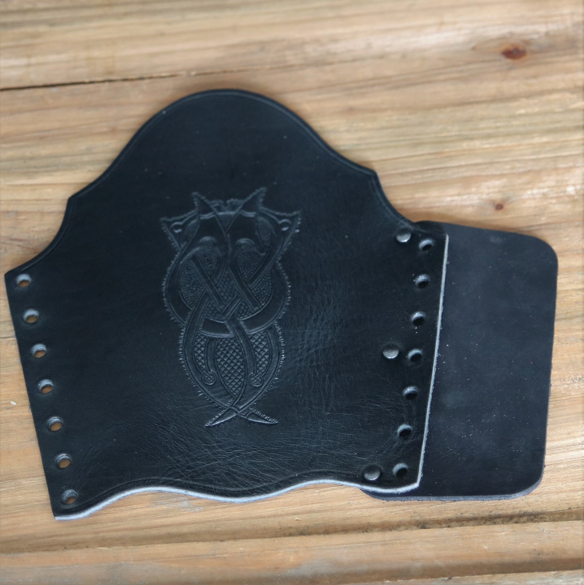 Leather vambrace with Viking motif, large - CelticWebMerchant.co.uk