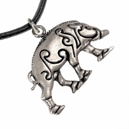 Celtic pendant Knocknagael boar silvered - CelticWebMerchant.co.uk