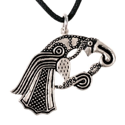 Germanic raven amulet, silvered - CelticWebMerchant.co.uk