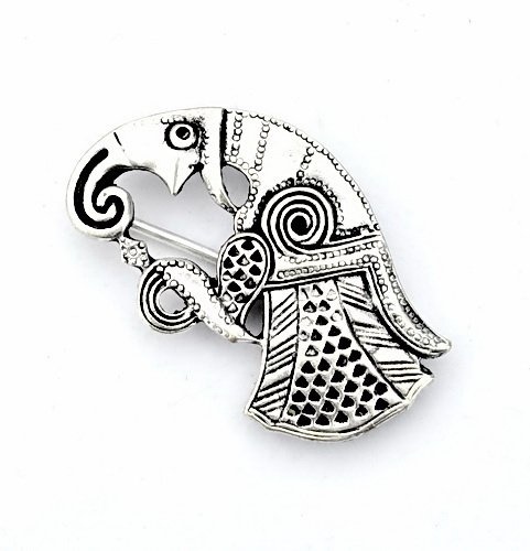 Germanic raven brooch Gotland, right, silvered - CelticWebMerchant.co.uk