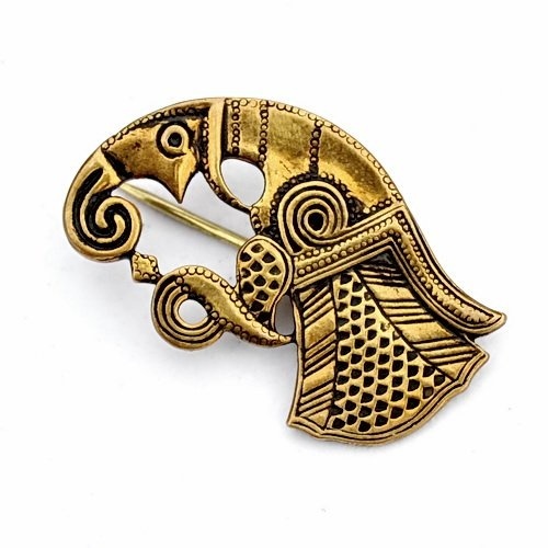 Germanic raven brooch Gotland, right, bronze - CelticWebMerchant.co.uk